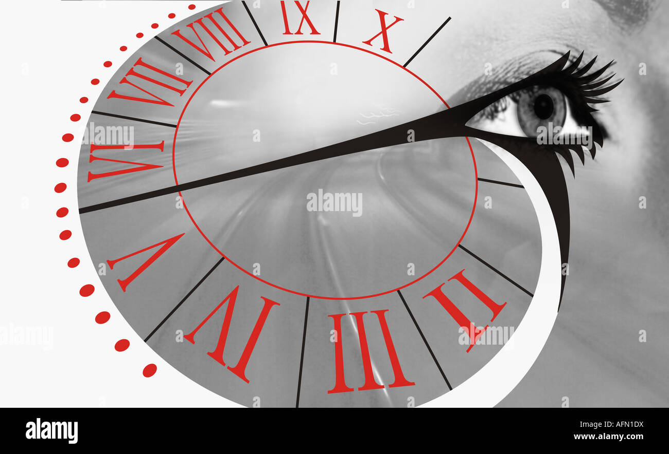 Human eye with a clock Stock Photo - Alamy