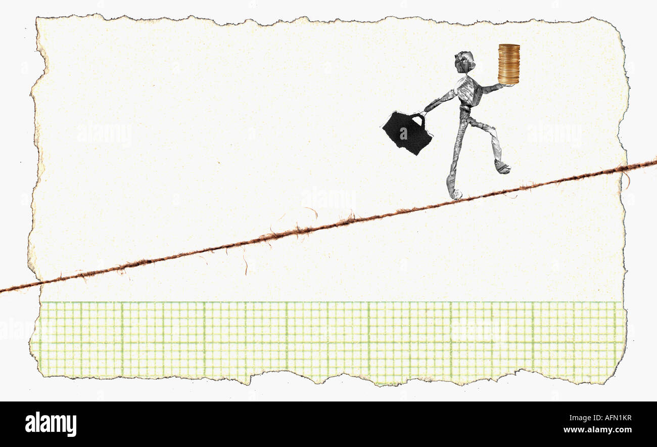 Figurine of a man walking on a line graph Stock Photo - Alamy