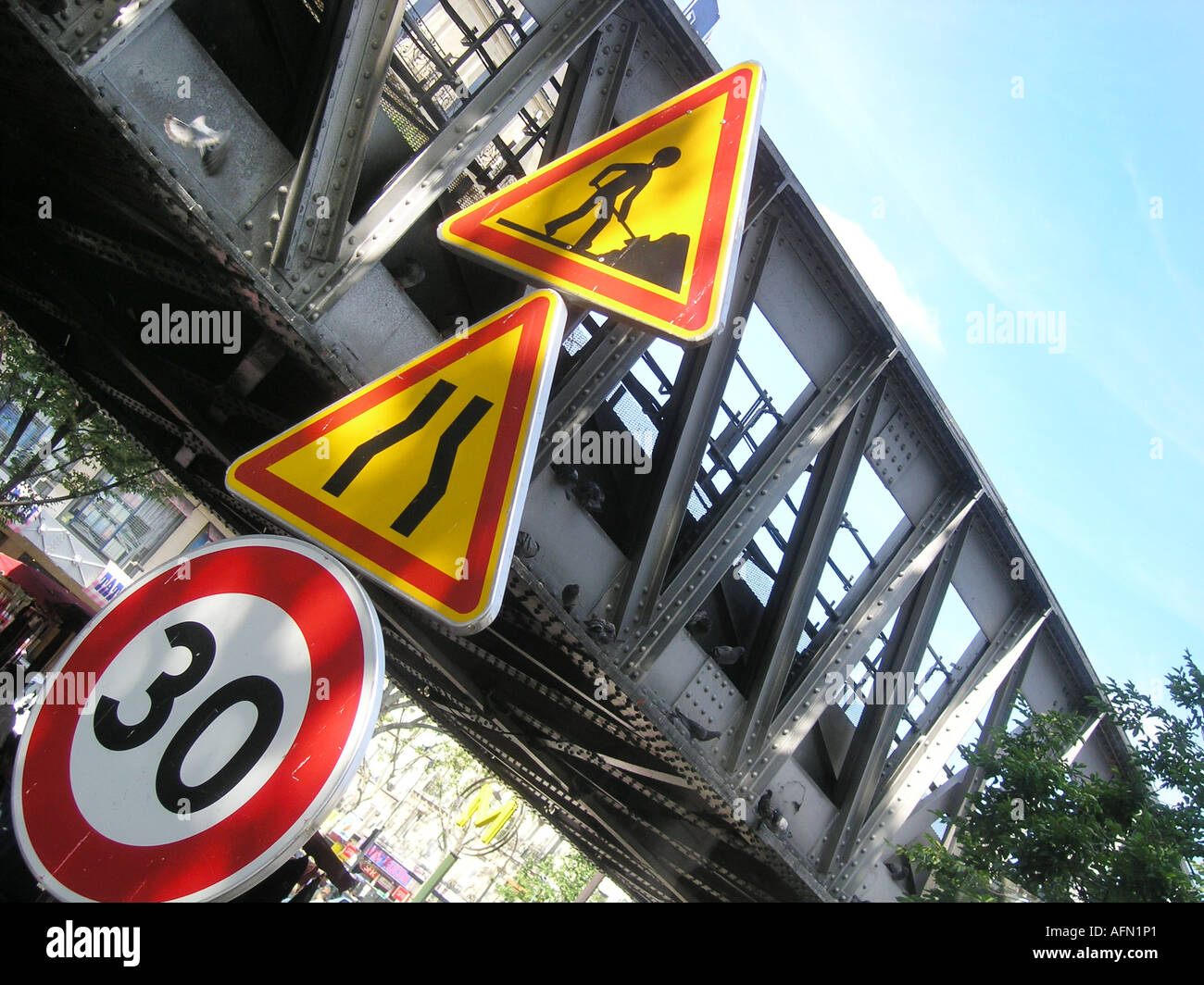 Narrow bridge ahead road sign hi-res stock photography and images - Alamy