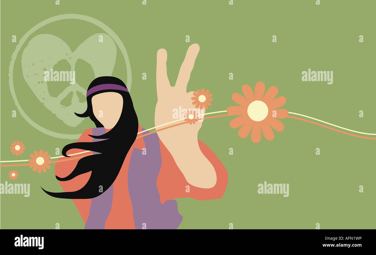 Woman showing a peace sign Stock Photo - Alamy