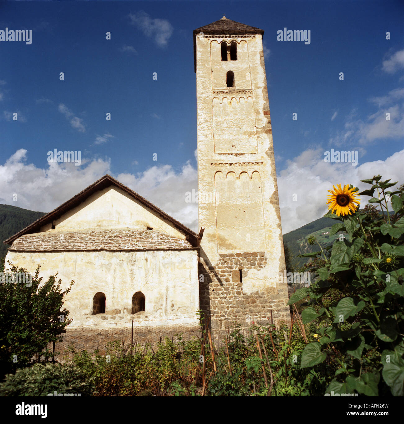 Antique small church in Mals Southern Tirol Italy Stock Photo - Alamy