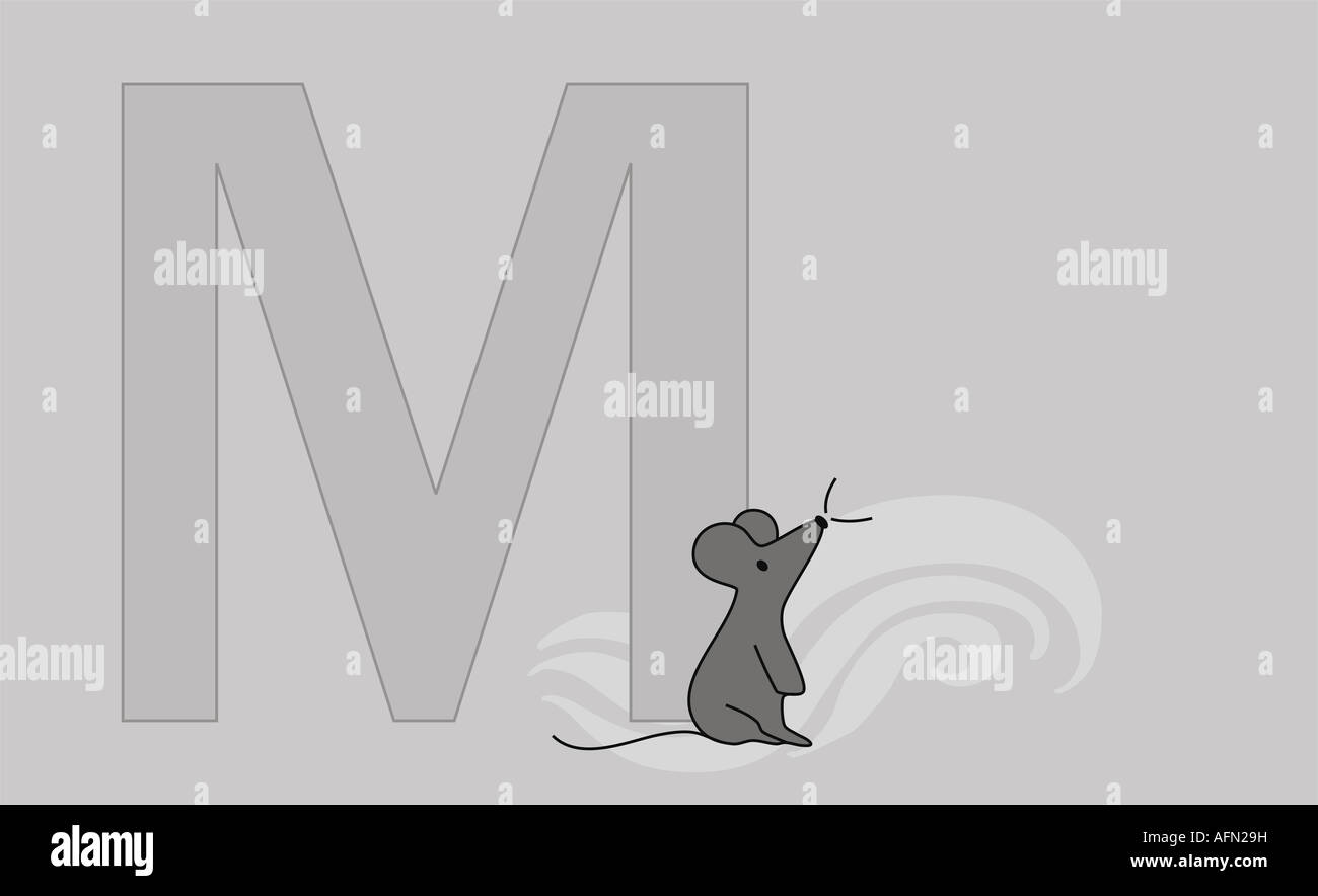 The letter M with a mouse Stock Photo - Alamy