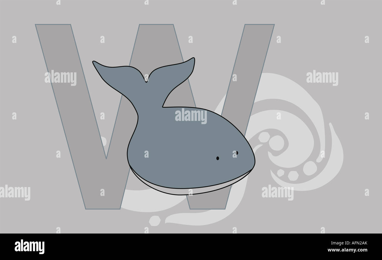 The letter W with a whale Stock Photo - Alamy