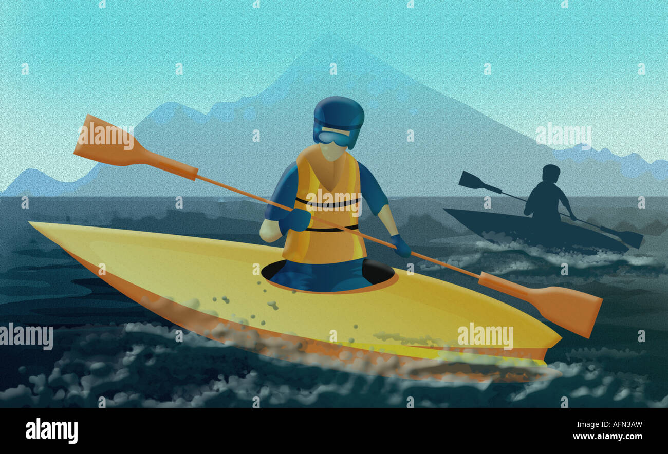 two people kayaking in the sea Stock Photo - Alamy