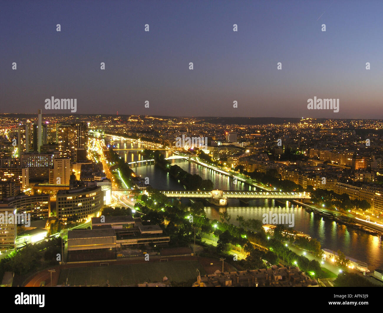 Evening view of Paris from Eiffel Tower France Stock Photo - Alamy