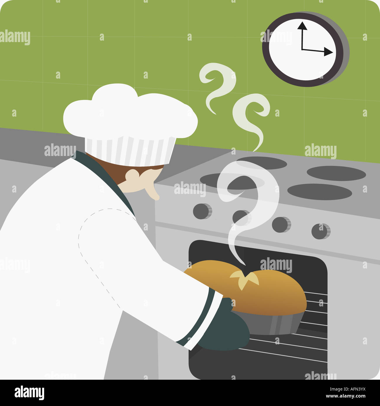 Chef baking food in an oven Stock Photo - Alamy