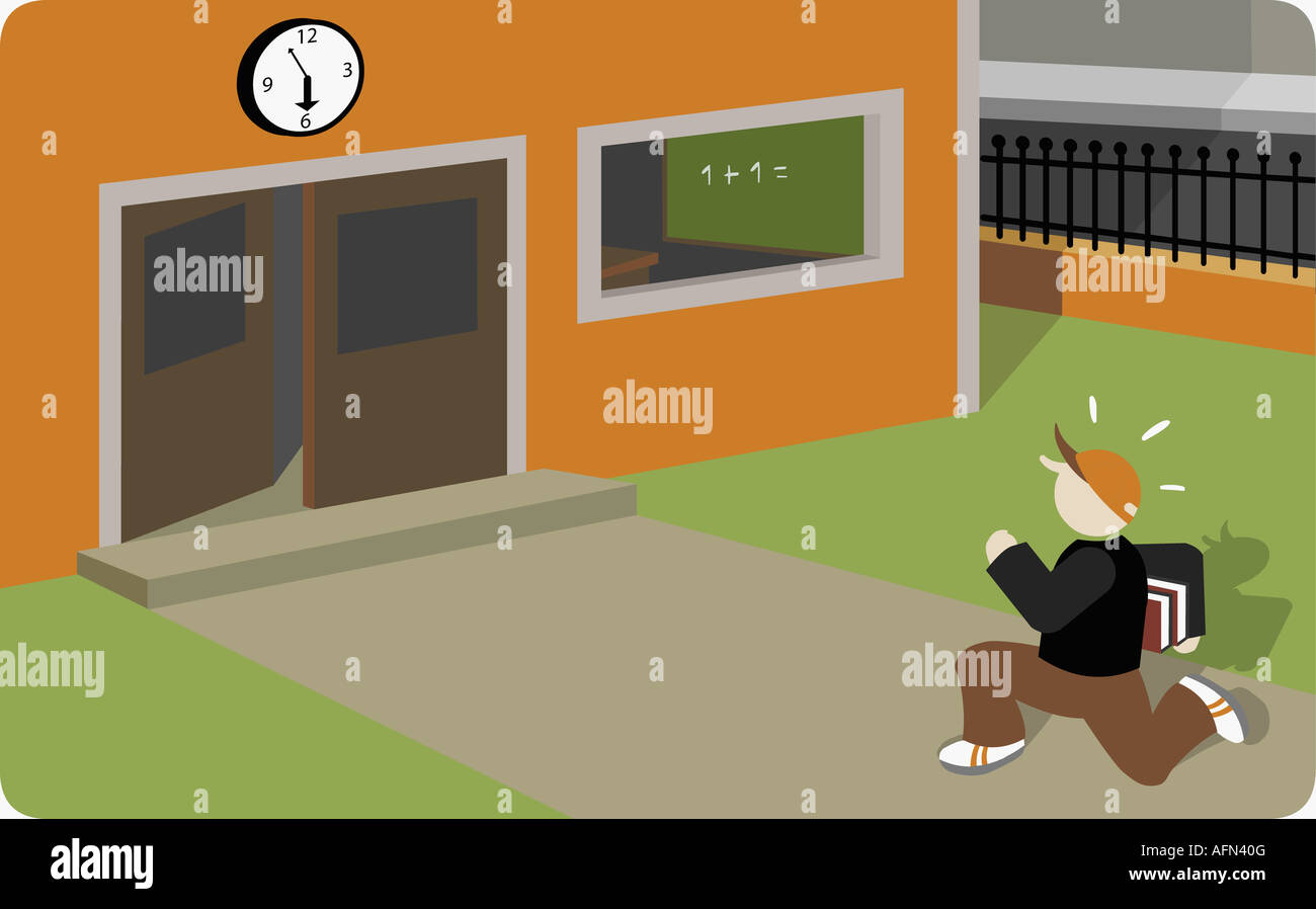 College student rushing towards a college building Stock Photo - Alamy