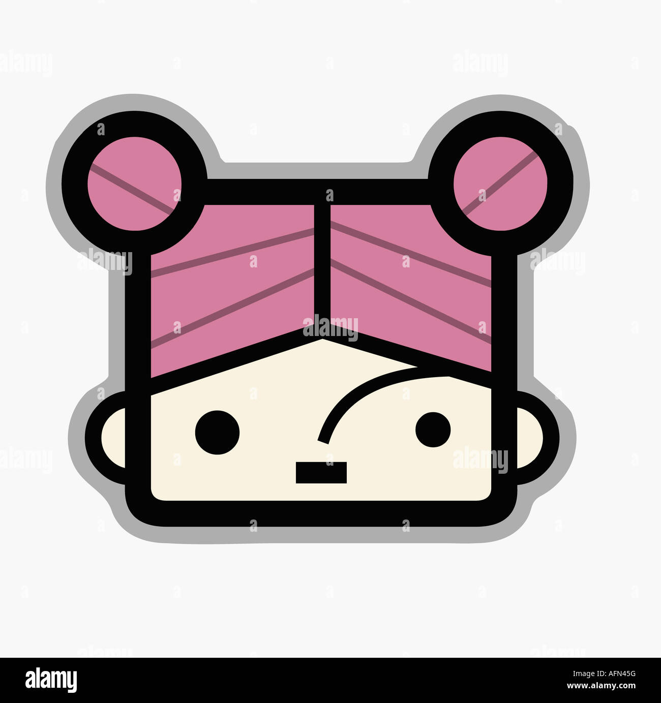 Human face in a square head Stock Photo - Alamy