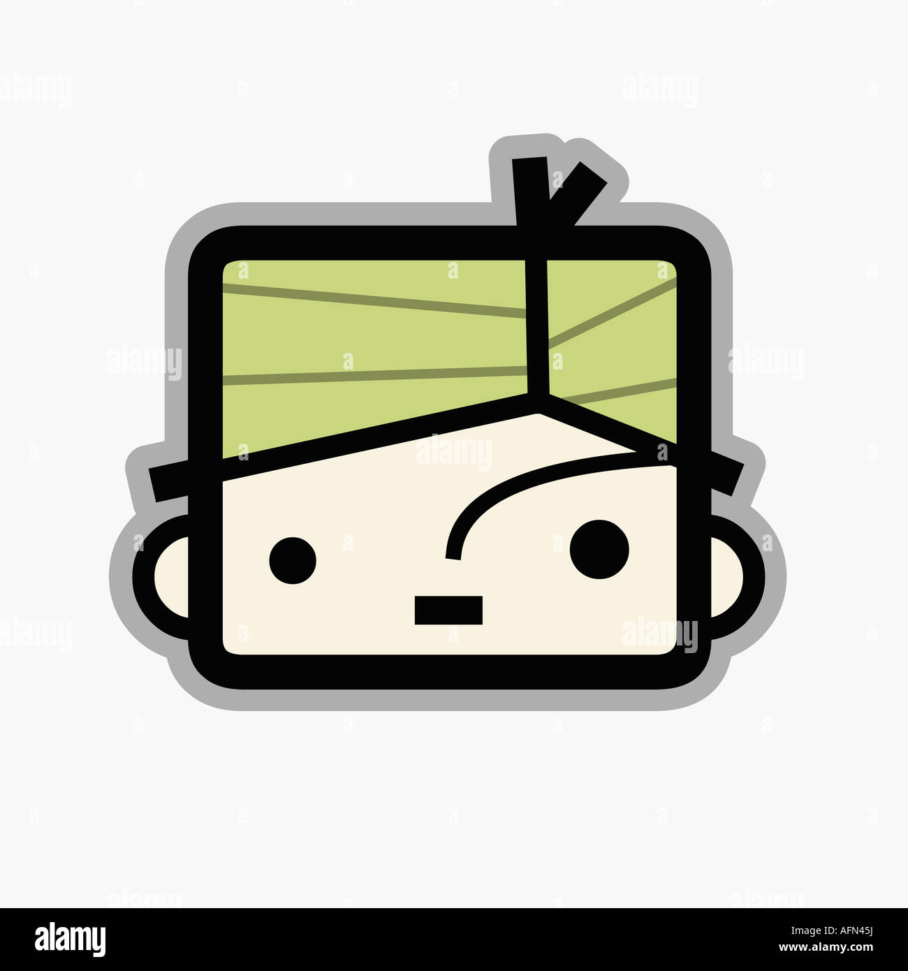 Human face in a square head Stock Photo - Alamy