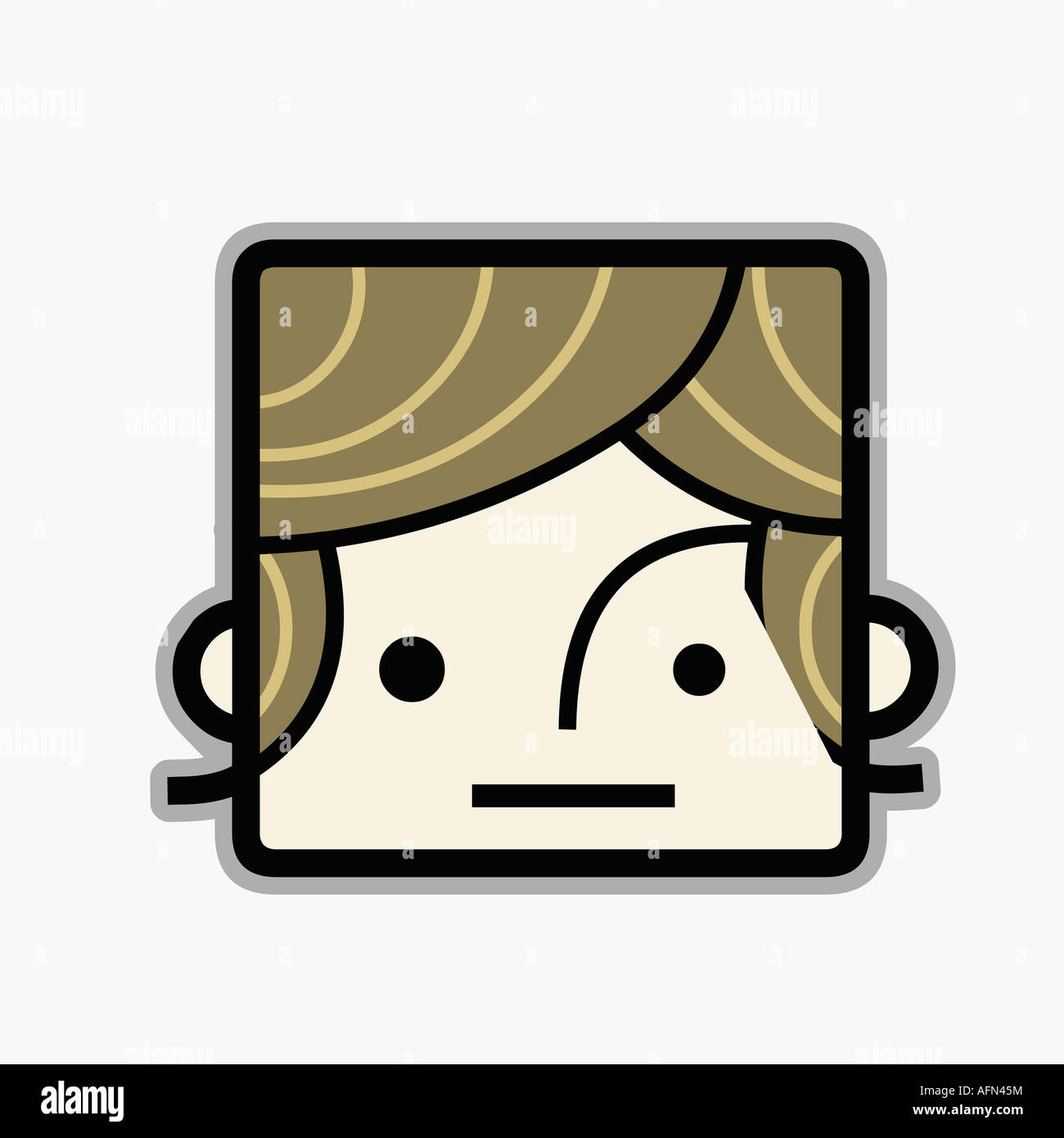 Human face in a square head Stock Photo - Alamy