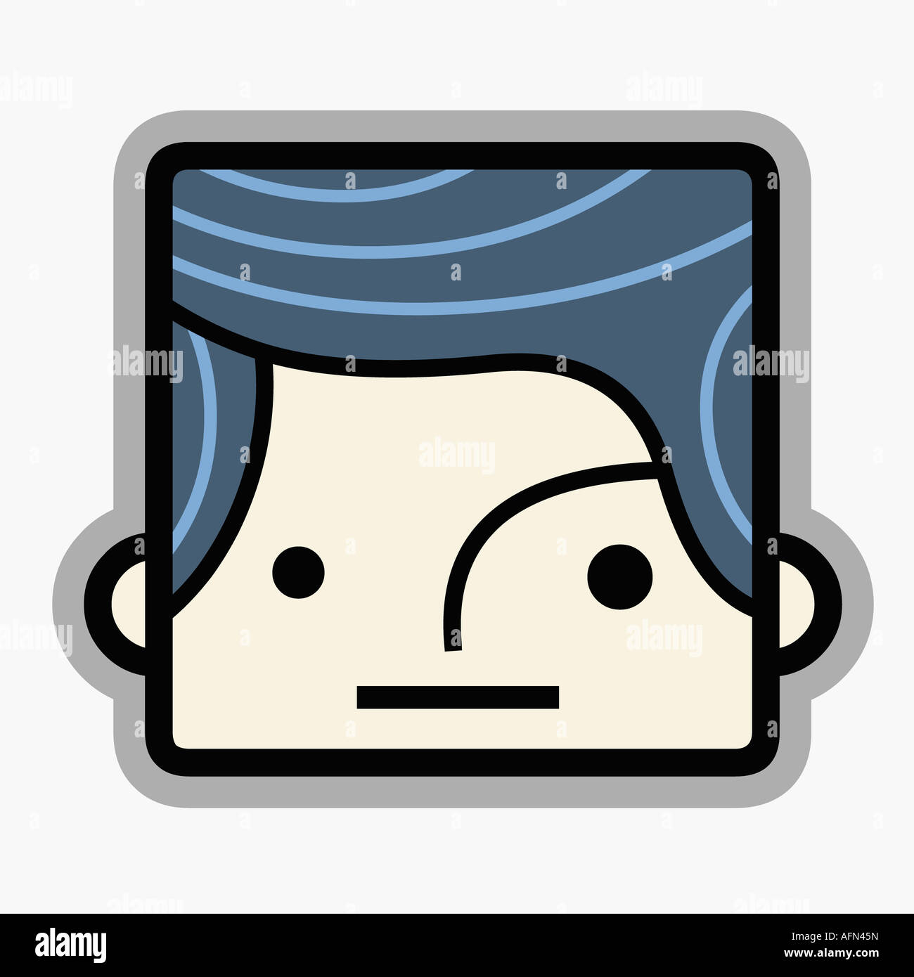 Human face in a square head Stock Photo - Alamy