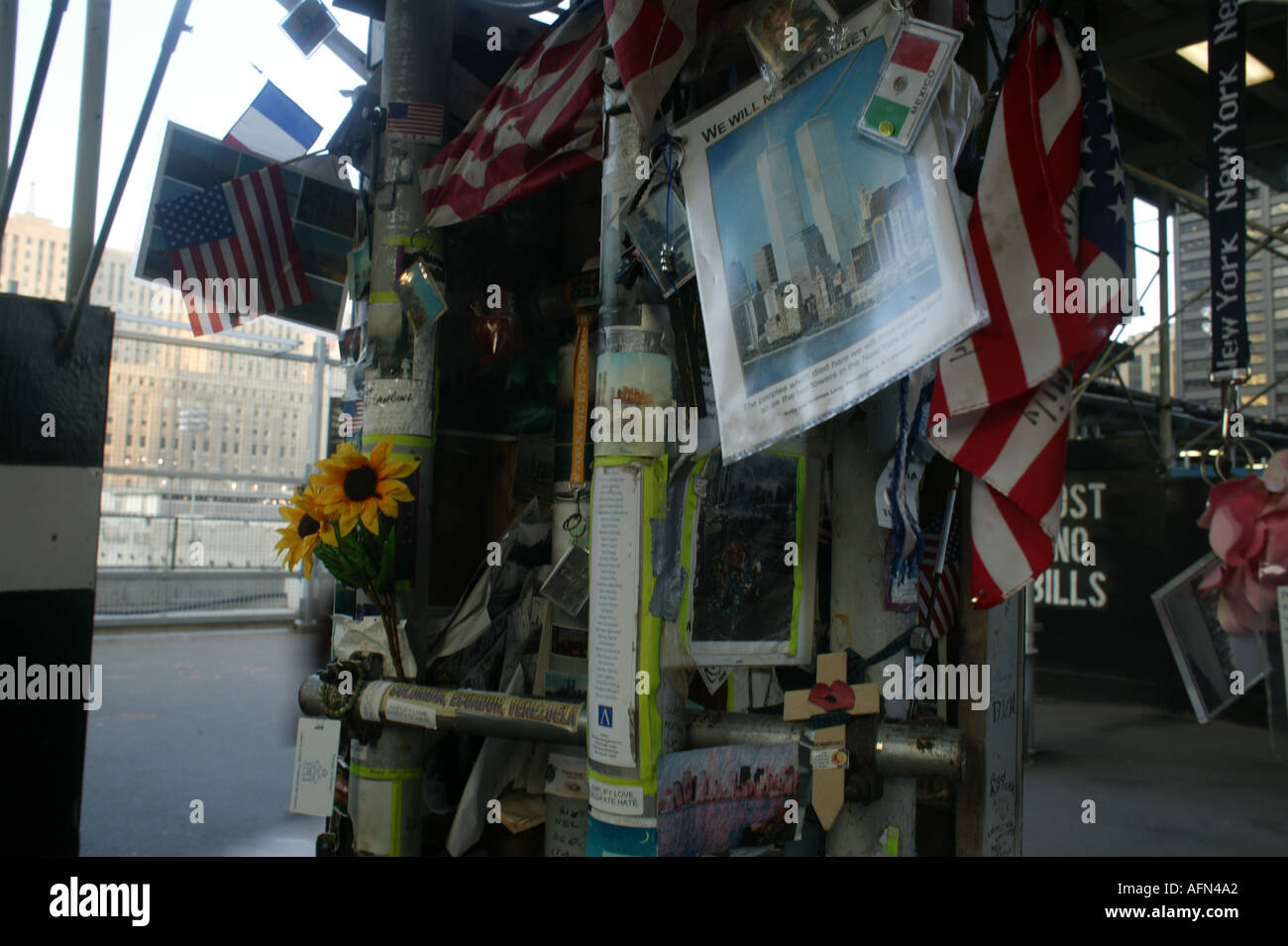 Site of the former World Trade Center twin towers which were destroyed ...