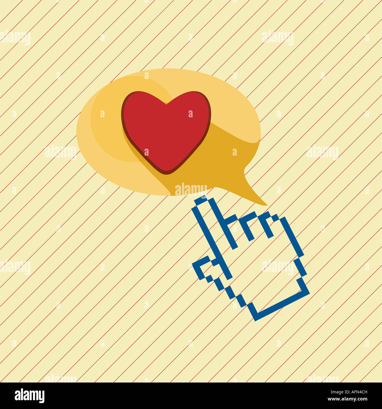 Cursor pointing to a heart shape Stock Photo - Alamy