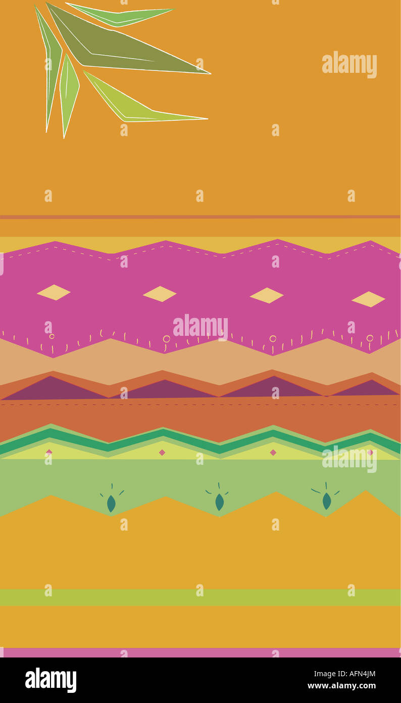 Leaves of a plant over a Traditional American Indian pattern Stock ...