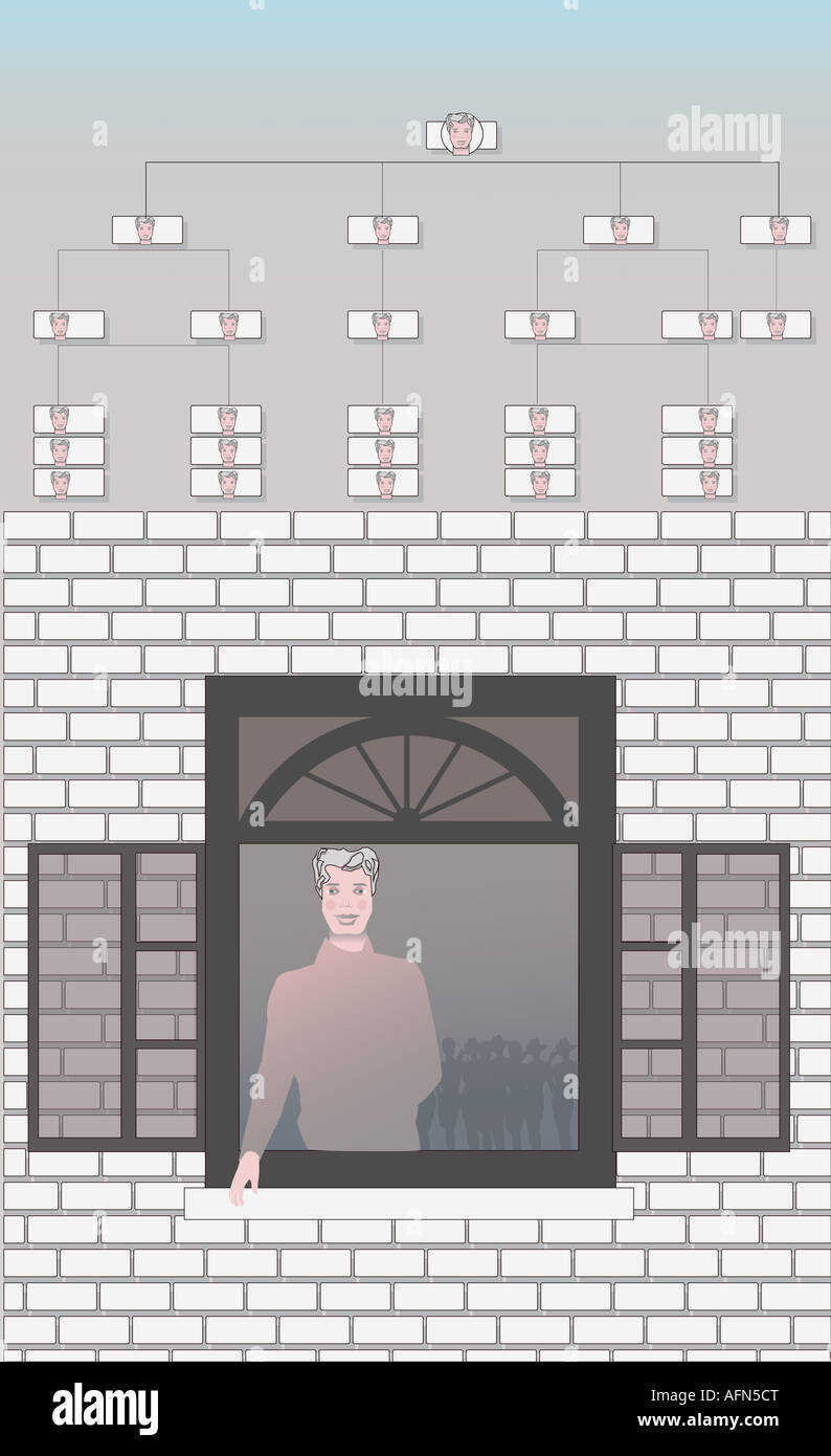 Portrait of a man looking through a window Stock Photo - Alamy