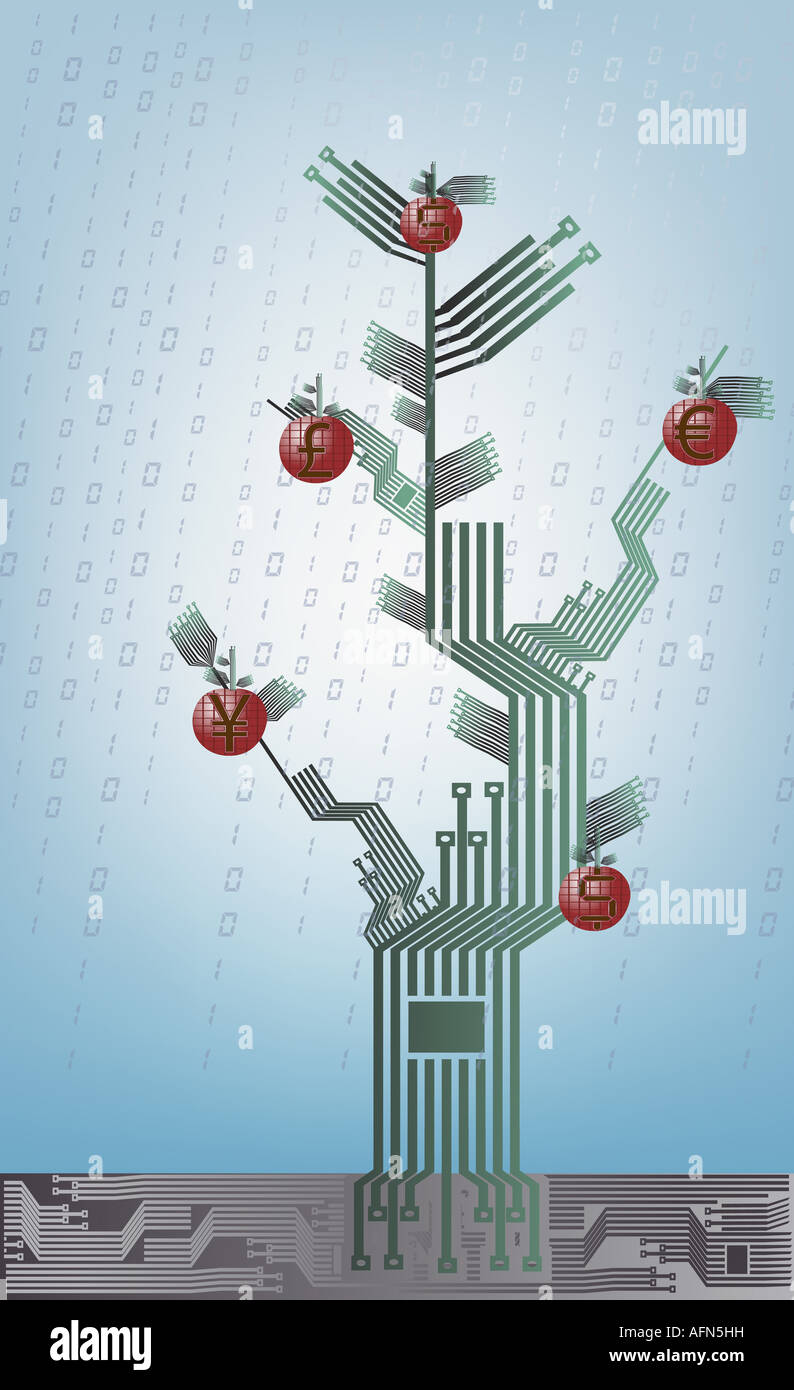 Currency symbols mounted on a computer chip Stock Photo - Alamy