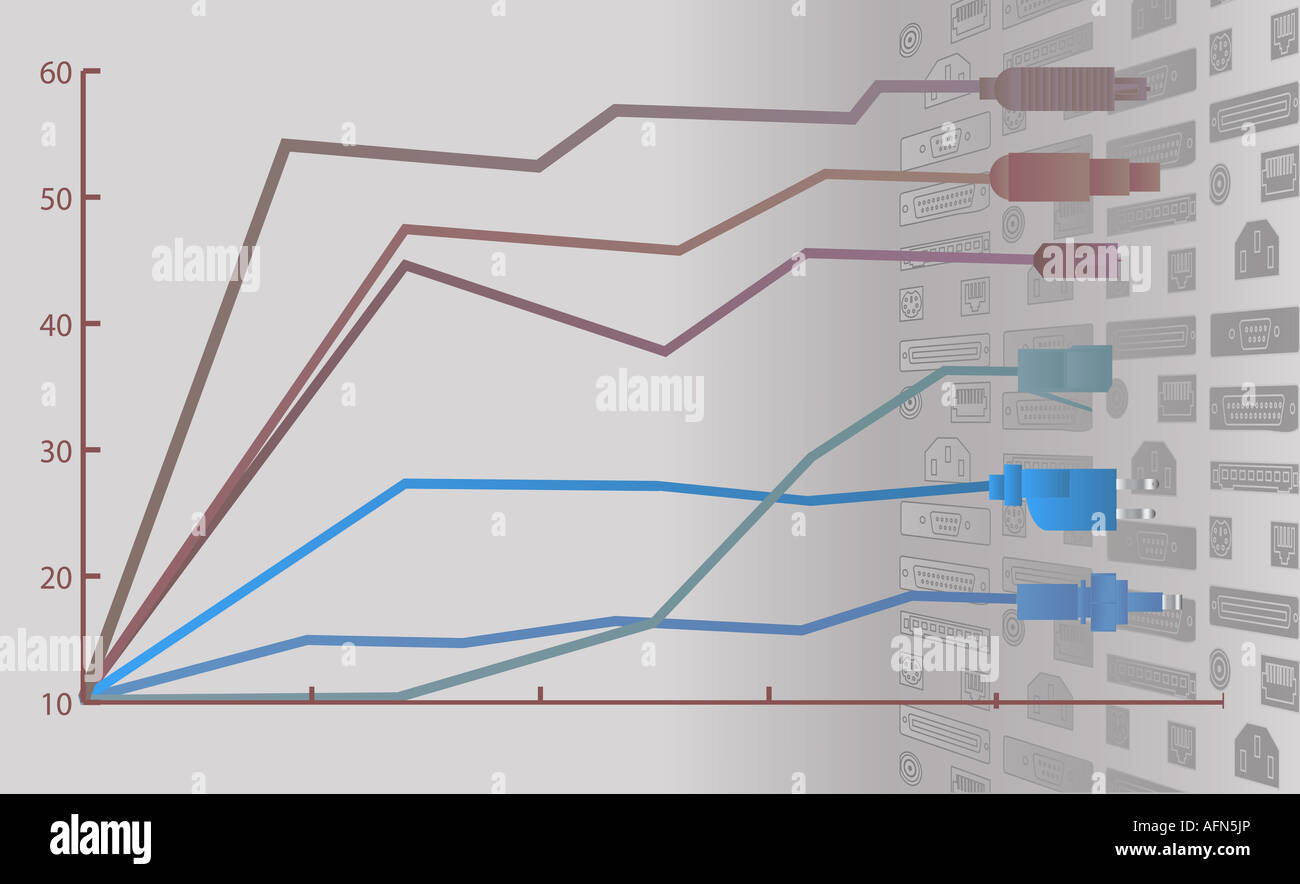 Close-up of USB cables in a graph pattern Stock Photo - Alamy