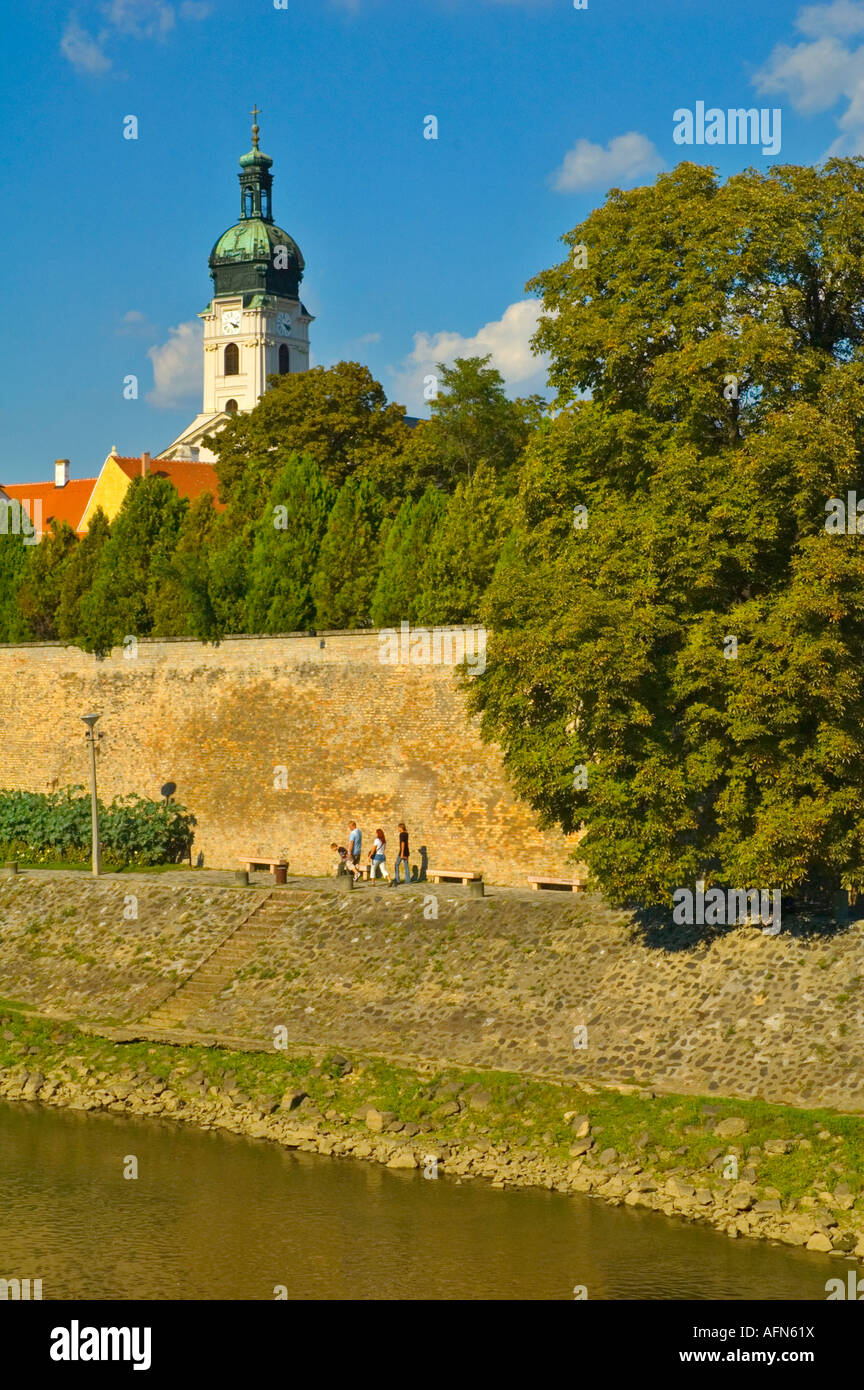 Cathedral by the banks of Raba River in central Györ Hungary EU Stock ...