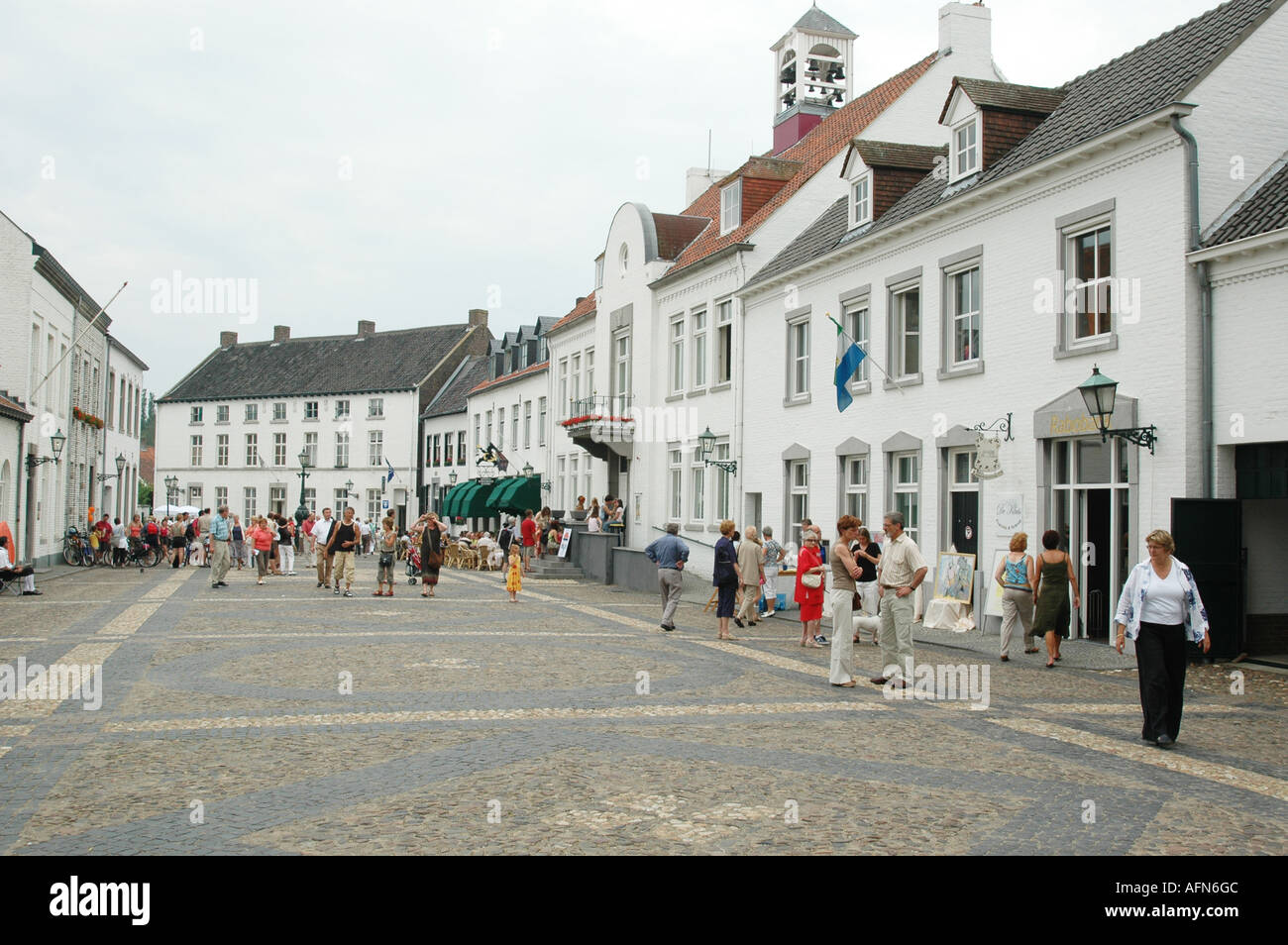 Wijngaard square Thorn Limburg Netherlands with tourists strolling ...