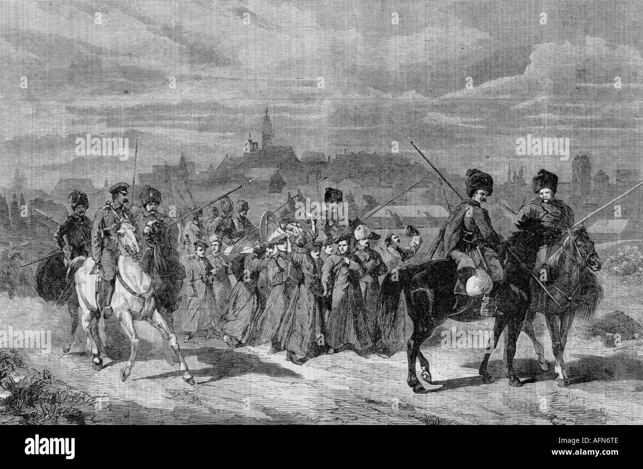 Polish uprising 1863 - 1864, insurgents are deported to Siberia, 1863 ...