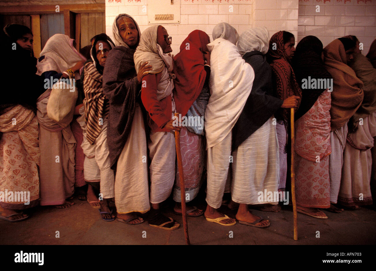 India Uttar Pradesh Vrindavan Widows standing in the widow s house at ...