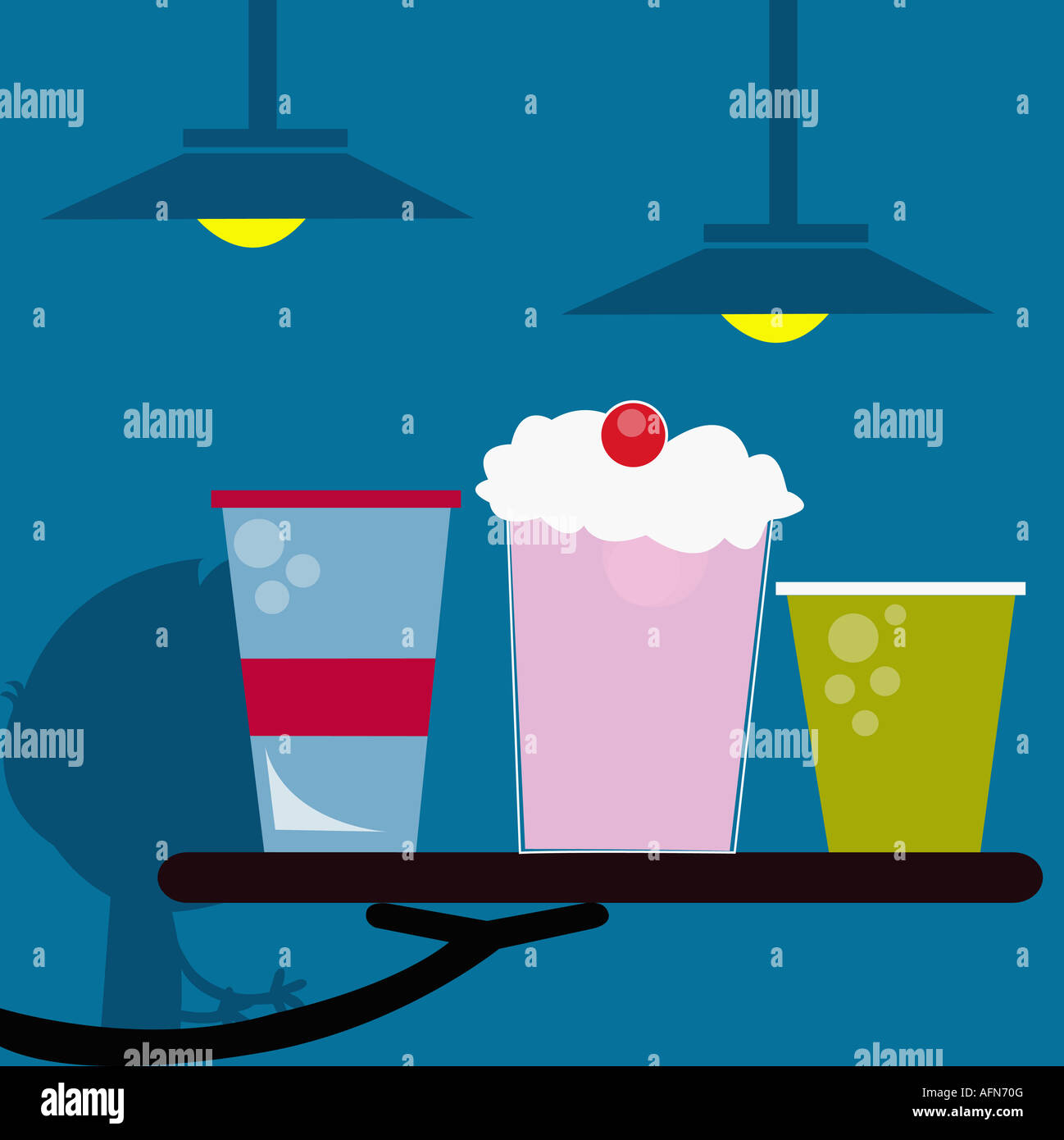 Close-up of an ice-cream float with a glass of juice on a tray Stock ...