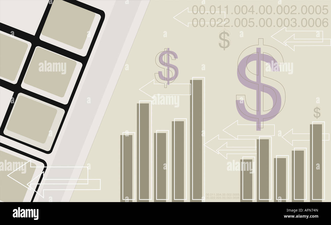 The keypad of a calculator with bar graph Stock Photo - Alamy
