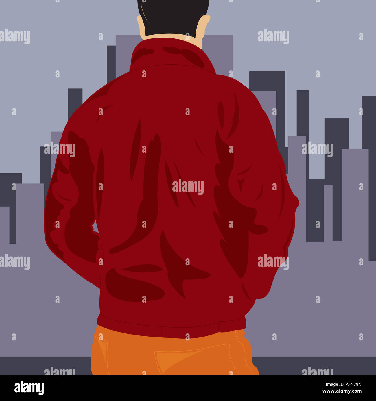 Man wearing a red jacket Stock Photo - Alamy