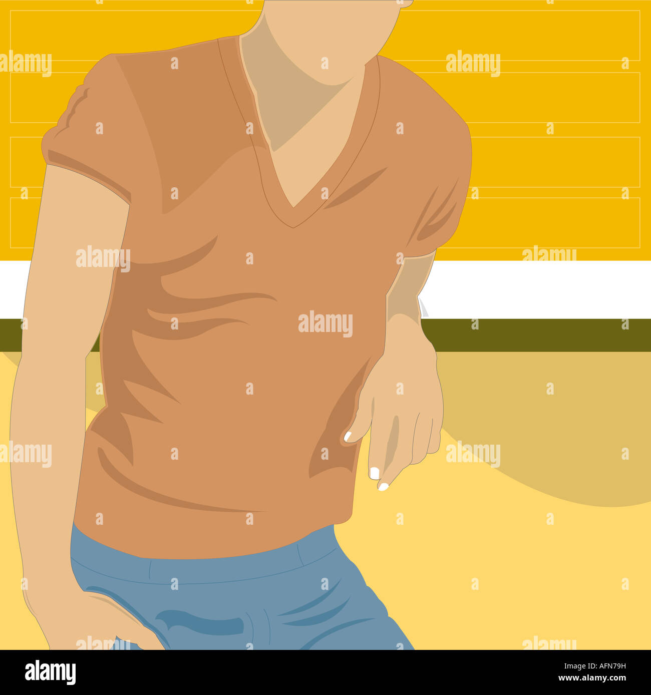 Man leaning against a table Stock Photo - Alamy