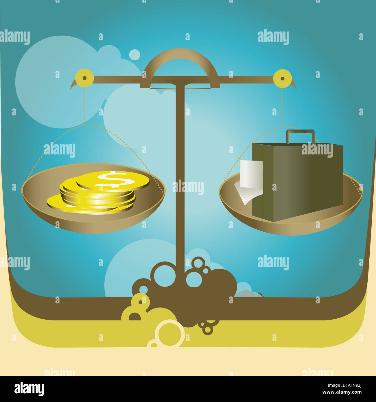 Close-up of dollar coins and a briefcase on a weight scale Stock Photo ...