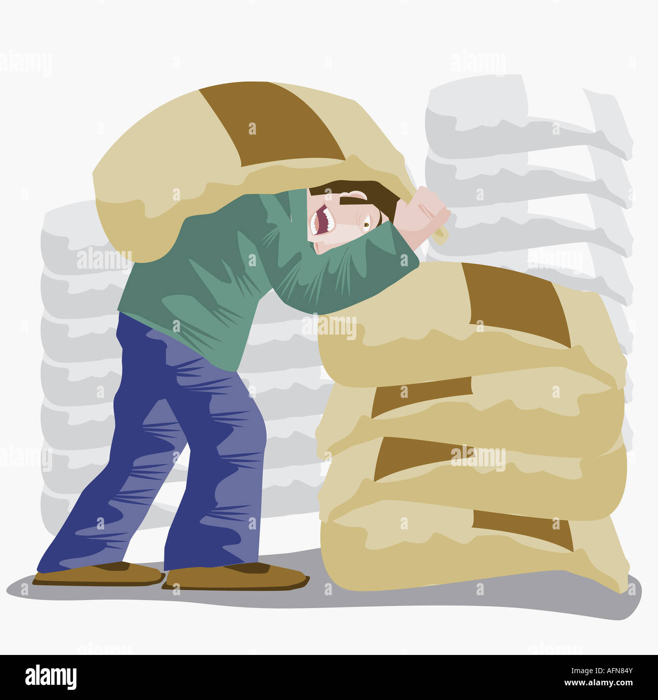 Mid adult man carrying a sack Stock Photo - Alamy