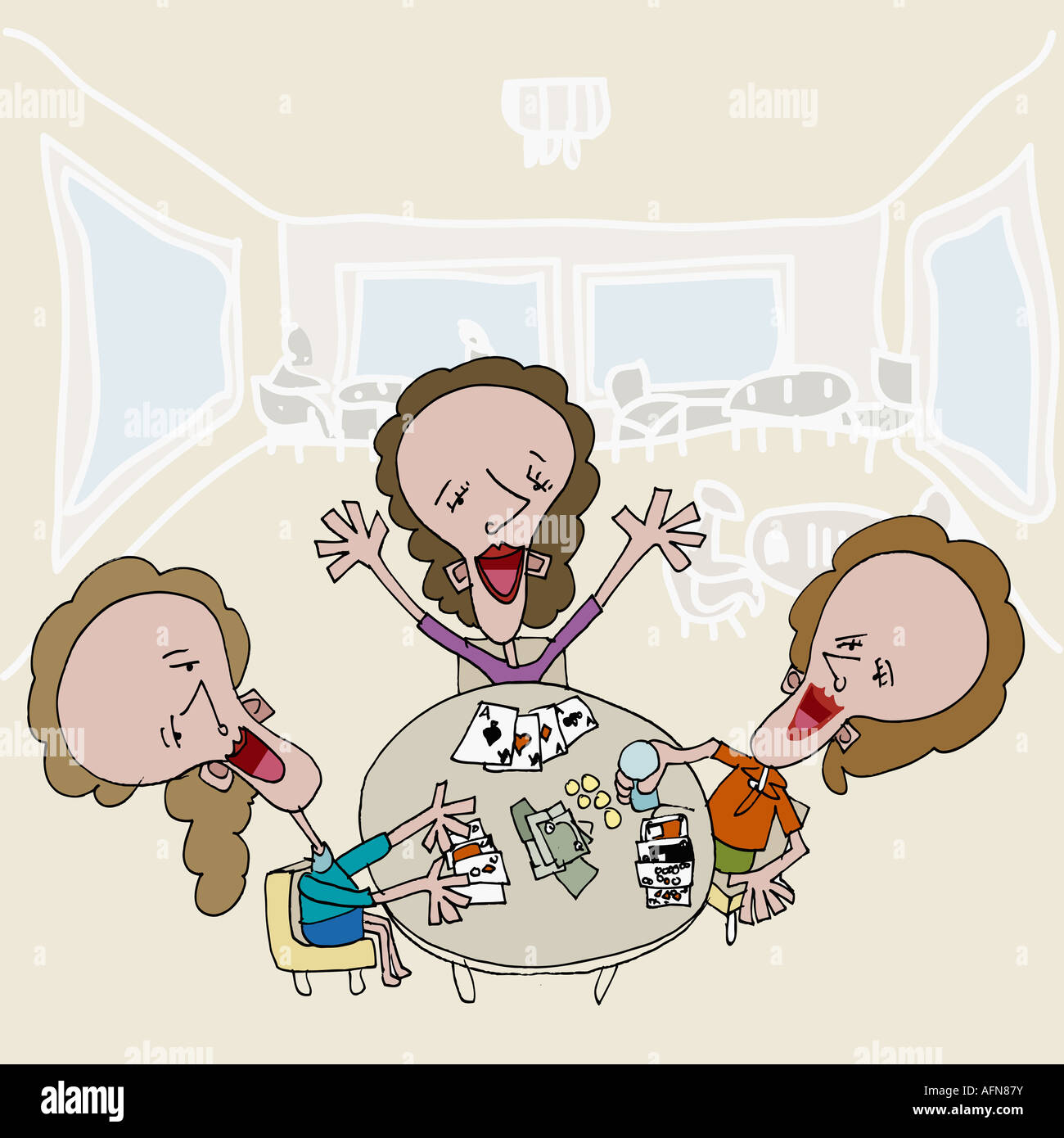 Three women gambling playing cards hi-res stock photography and images ...