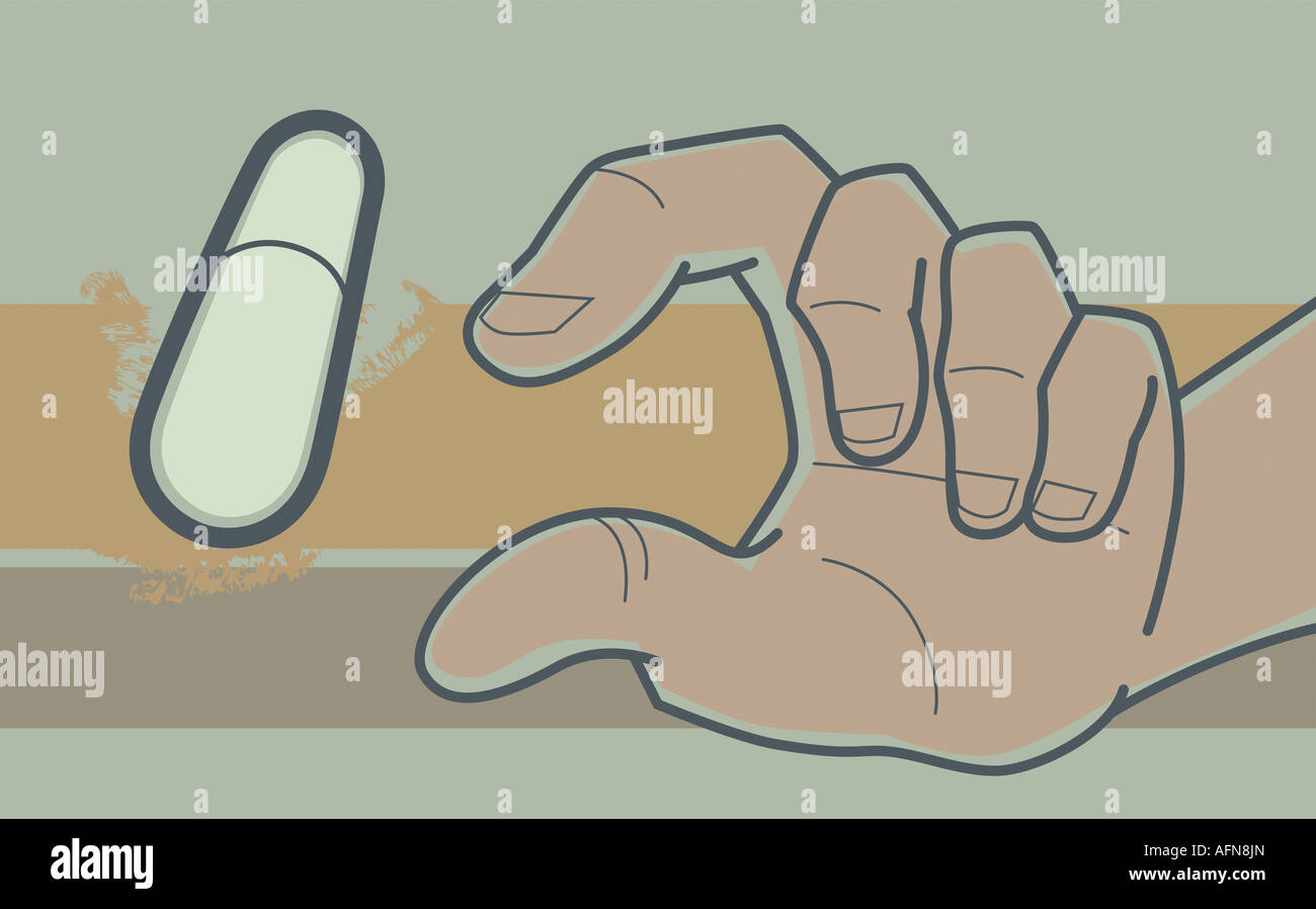 Human hand and a capsule Stock Photo - Alamy