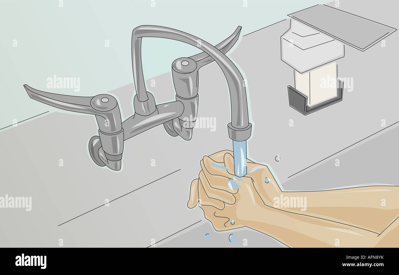 Washing hands under tap illustration hi-res stock photography and ...