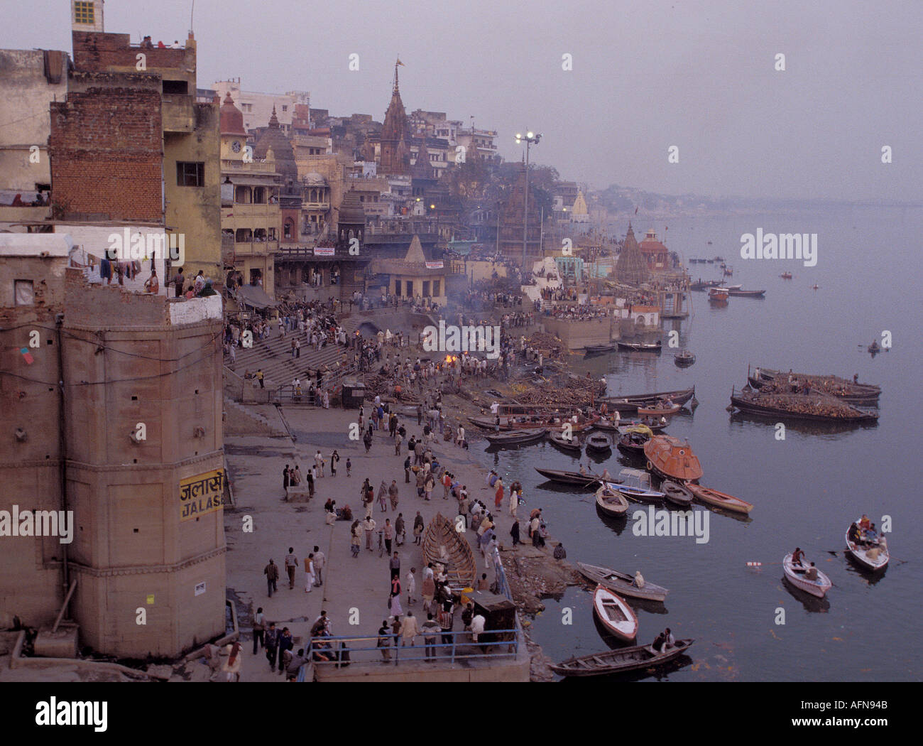 View over the burning ghats, Varanasi, India Stock Photo - Alamy