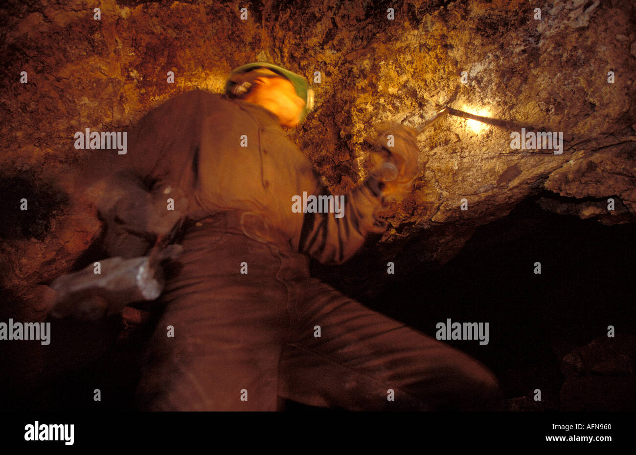 Bolivia Potosi A miner working inside the mine Stock Photo - Alamy