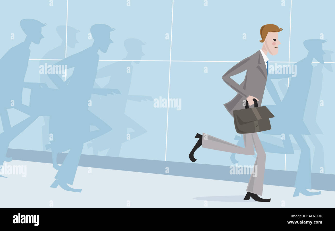 Businessman running and holding a briefcase Stock Photo - Alamy