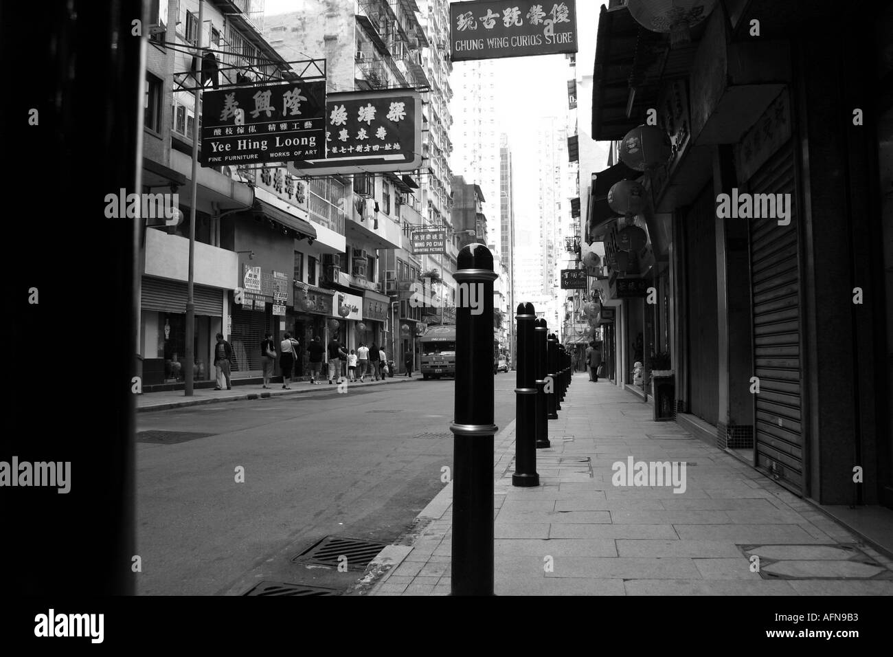 Empty Hong Kong Street Black and White Stock Photo - Alamy