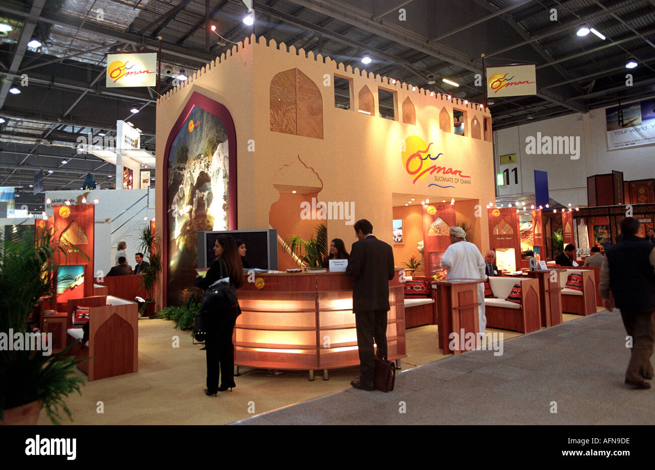 Stalls at the World Travel Market at Excel Exhibition Centre in London ...