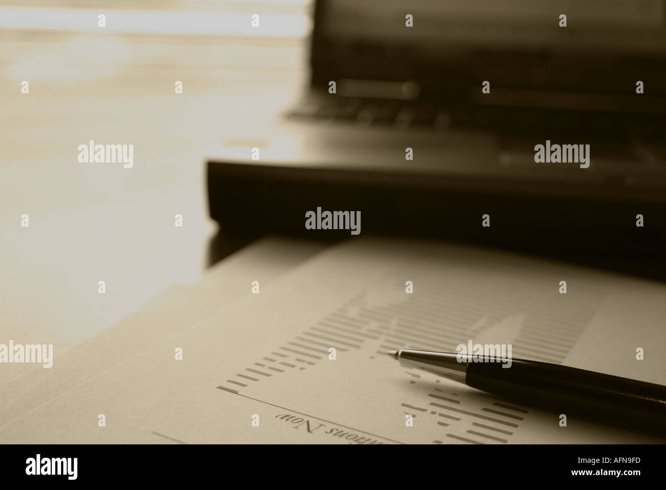 Laptop Computer and Pen and Paper Stock Photo - Alamy