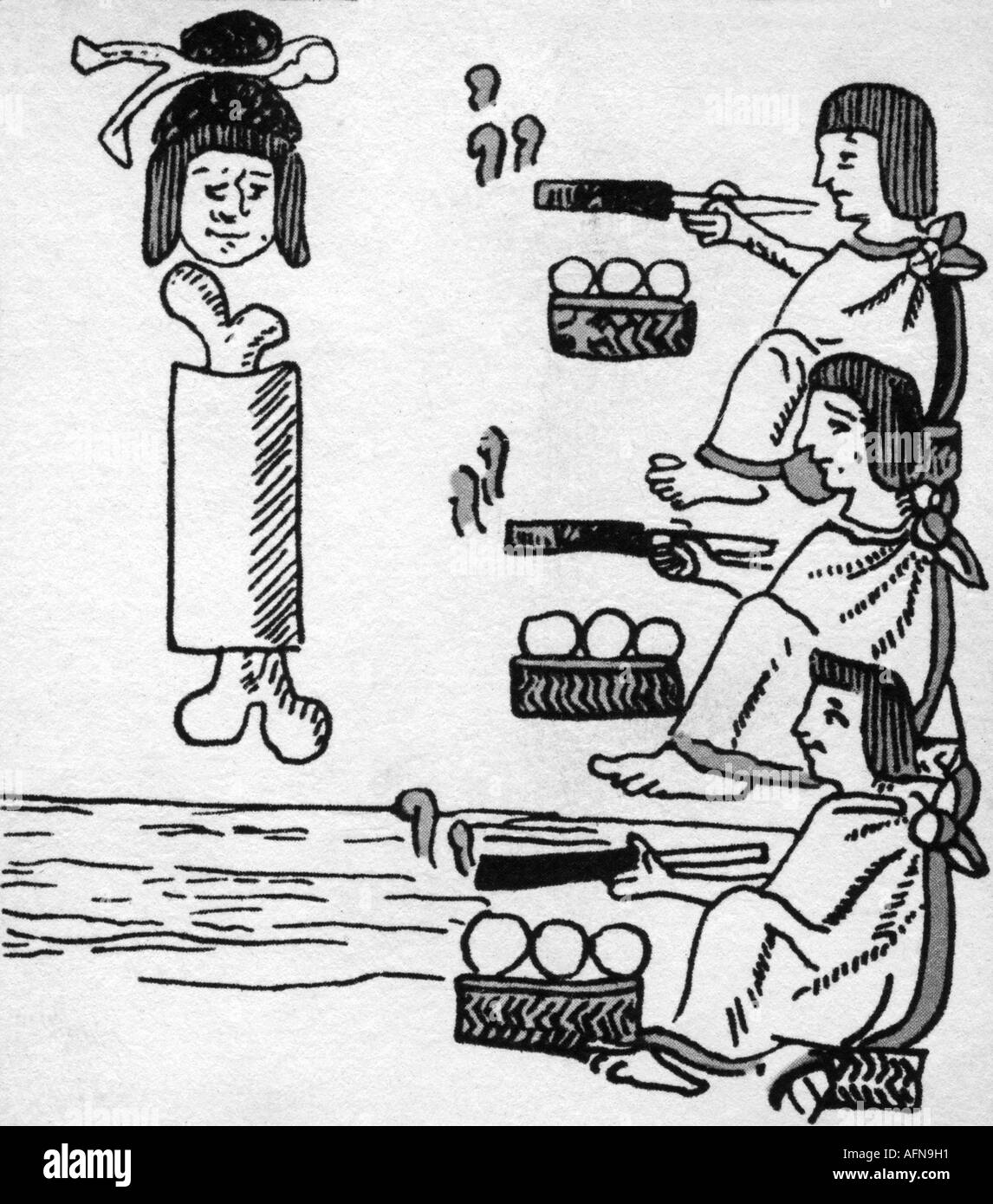 tobacco/smoking, native Americans, Aztecs with tobacco rolls ...