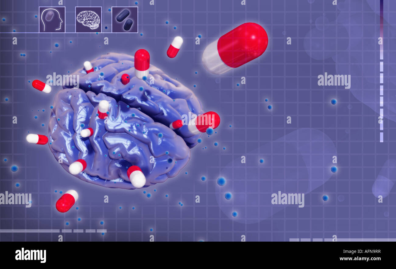 Human brain and capsules hi-res stock photography and images - Alamy