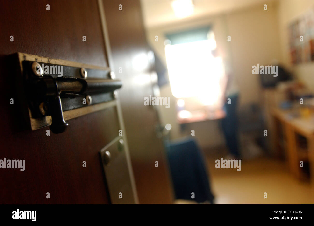 Inside a prisoners cell at HMP Weare the Prison Ship at Portland Port ...