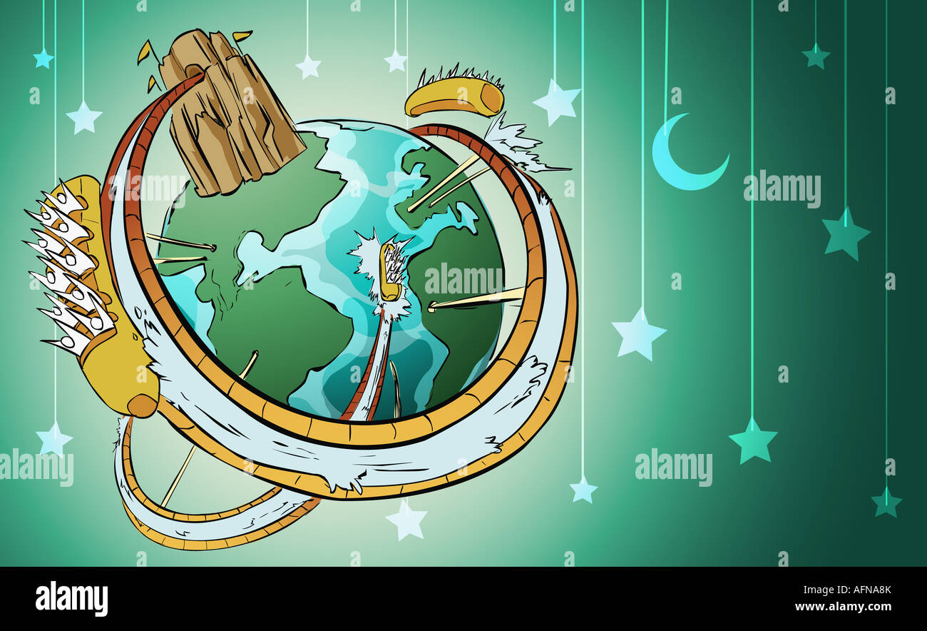 Amusement park ride above the earth Stock Photo - Alamy
