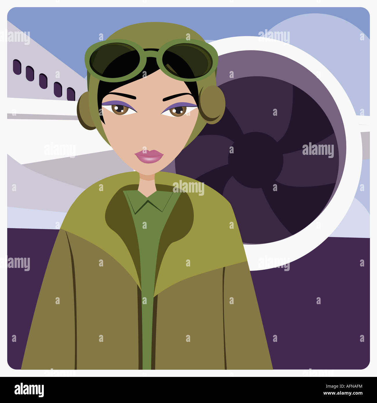 Female pilot standing in front of an airplane Stock Photo - Alamy