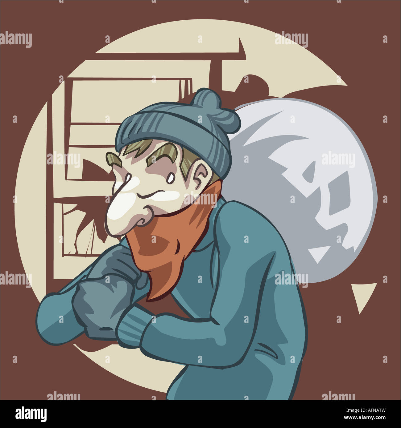 Close-up of a thief carrying a sack on his back Stock Photo - Alamy