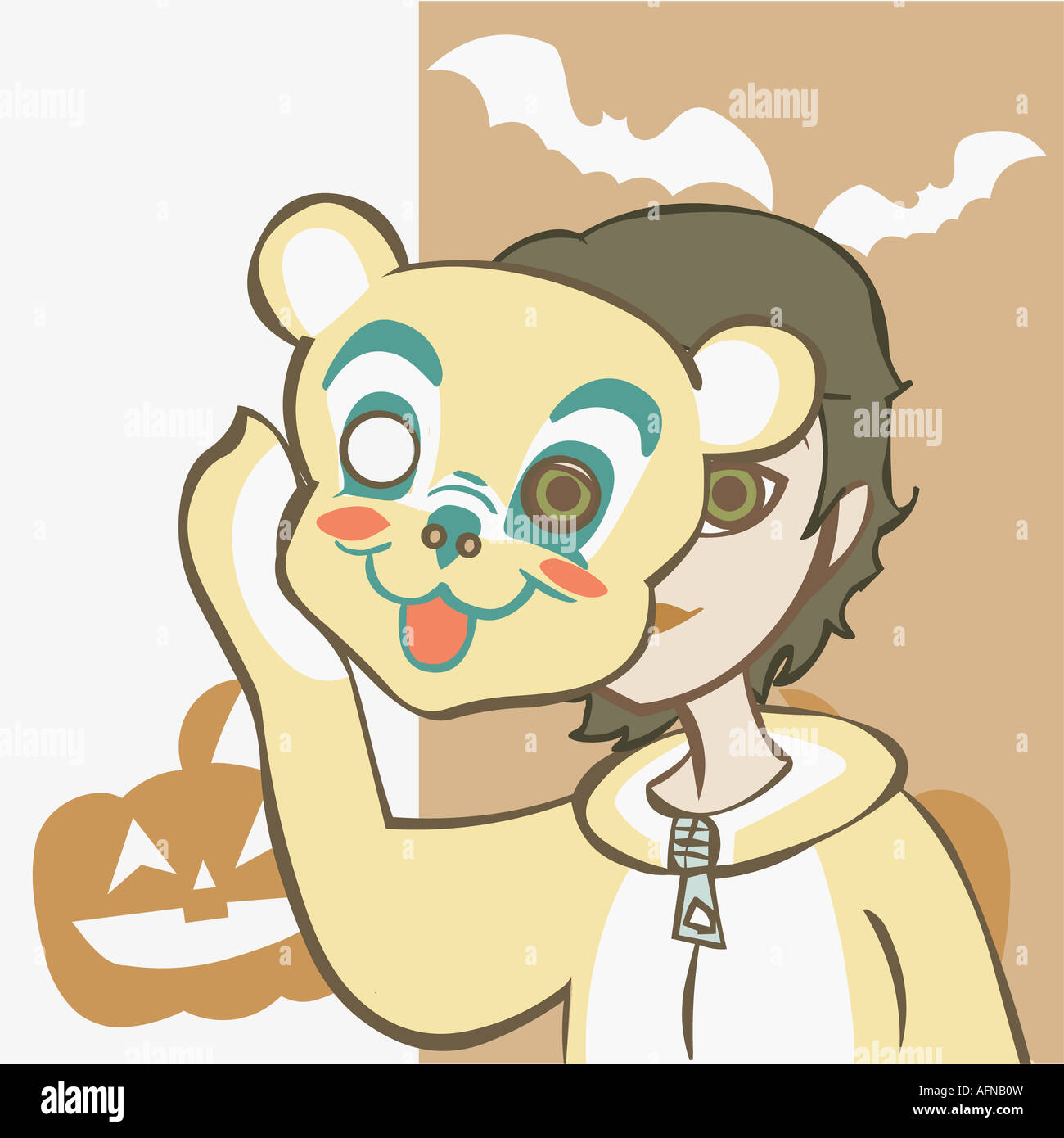 Girl holding a face mask Stock Photo - Alamy