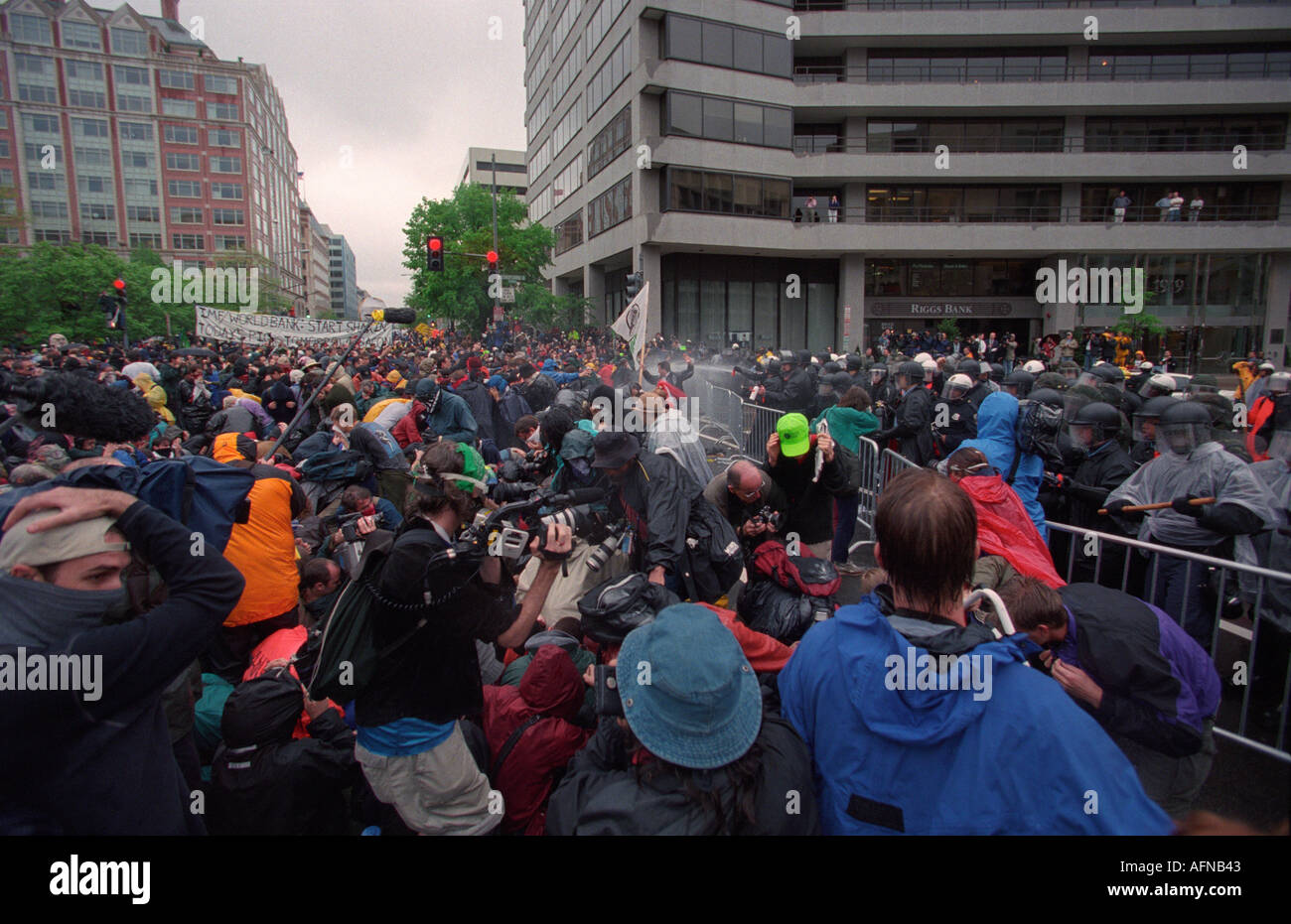 Washington D C Police spray pepper spray into a crowd of protesters and ...