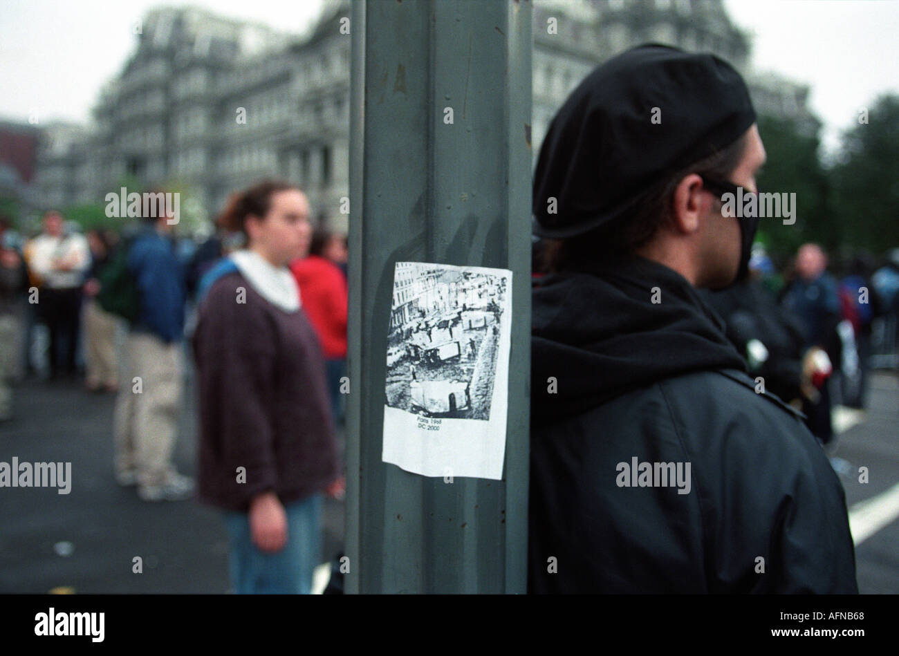 A photocopy of a photo from the Paris riots of 1968 is affixed to a ...