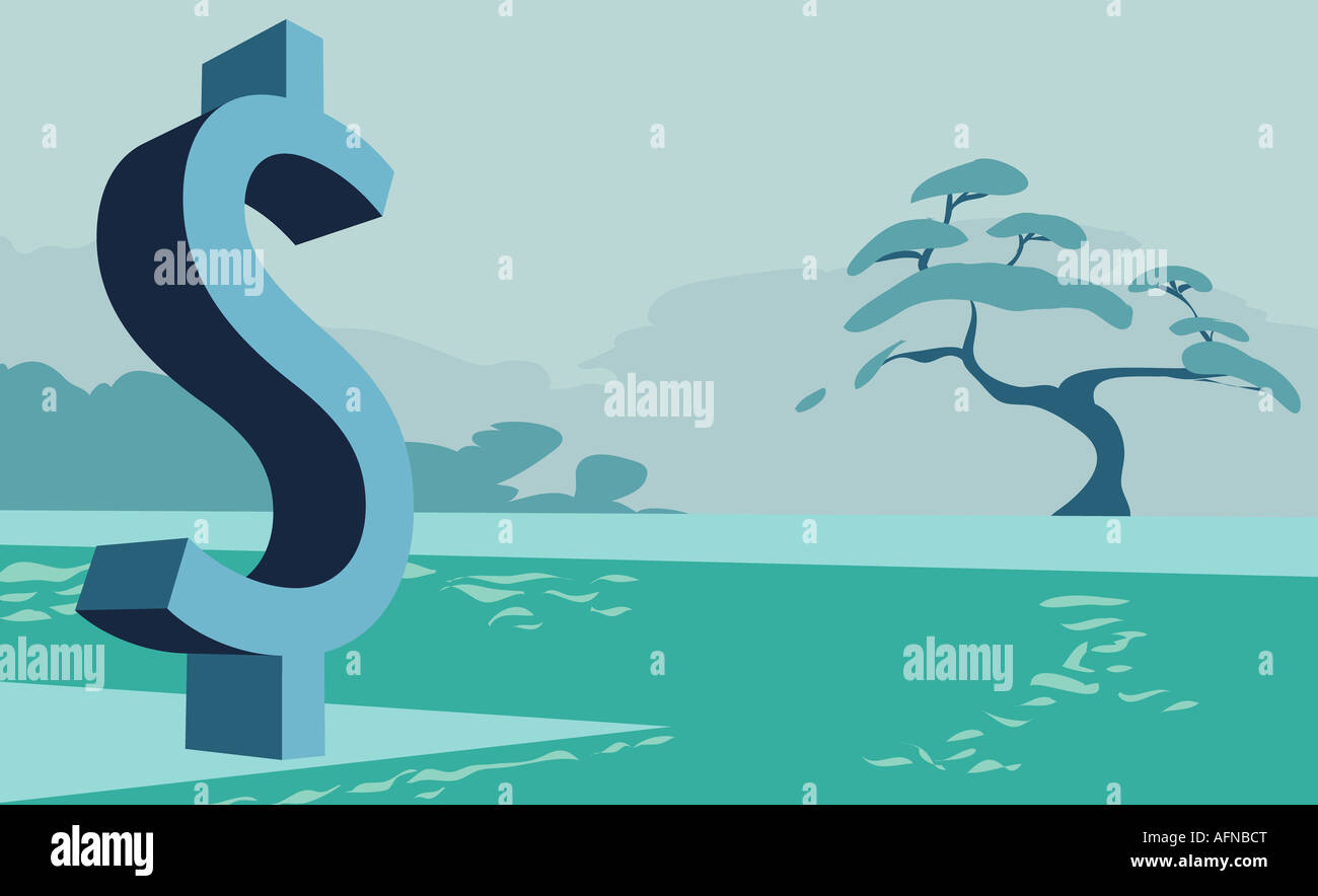 Close-up of a dollar sign in water Stock Photo - Alamy
